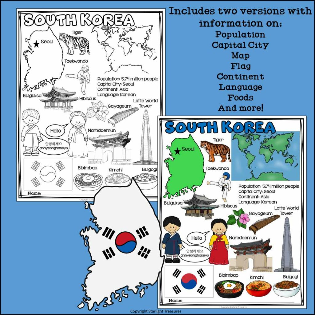 South Korea Fact Sheet for Early Readers - A Country Study | Made By ...