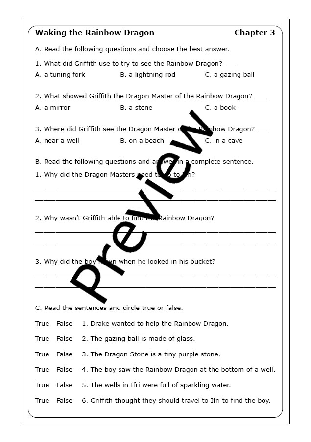 Tracey West "Waking the Rainbow Dragon" worksheets | Made By Teachers