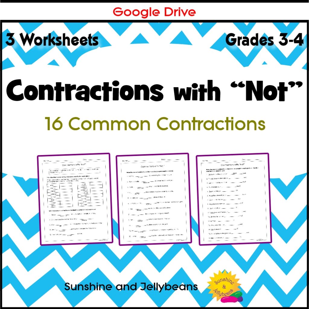 Contractions with "Not" - 16 Contractions - 3 worksheets - Grades 3-4 ...