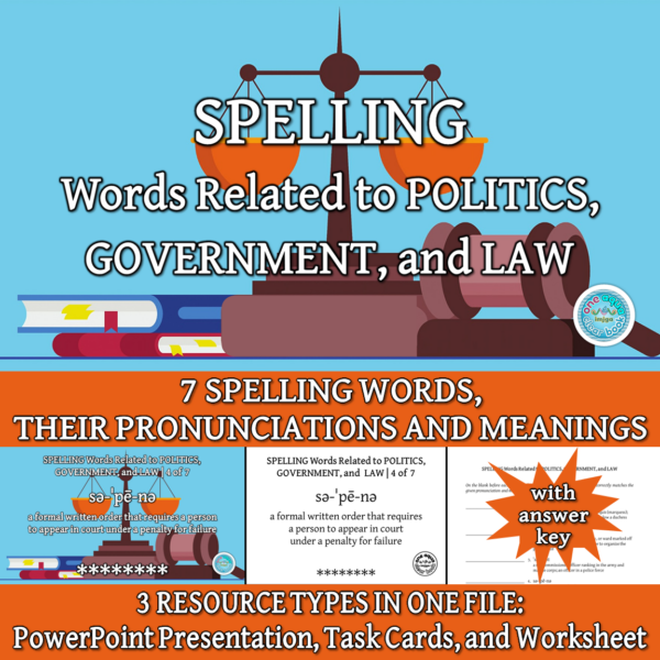 SPELLING Words Related to POLITICS, GOVERNMENT, and LAW | Made By Teachers
