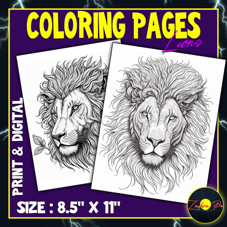 Animals Coloring Pages | Lions Color | Worksheet | Activity | Made By ...