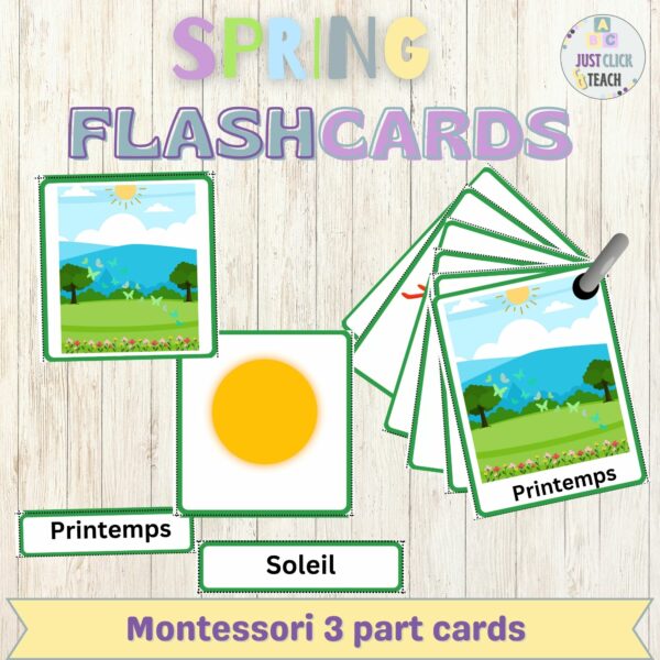 FREE Spring French Vocabulary Flashcards, Montessori 3-Part cards|ESL ...