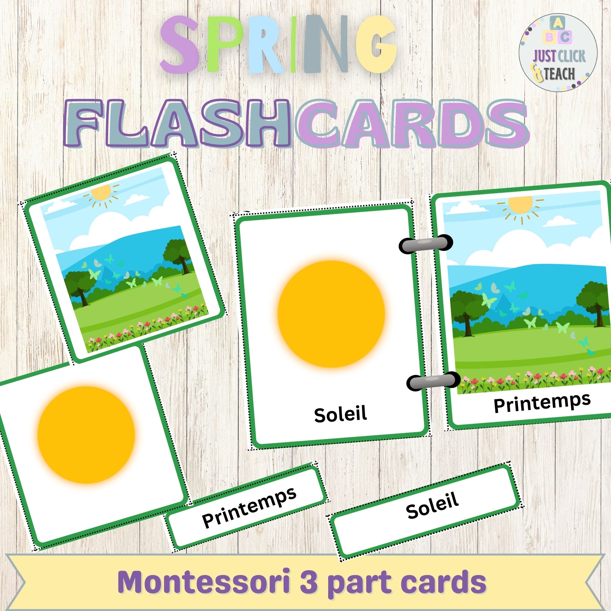 FREE Spring French Vocabulary Flashcards, Montessori 3-Part cards|ESL ...