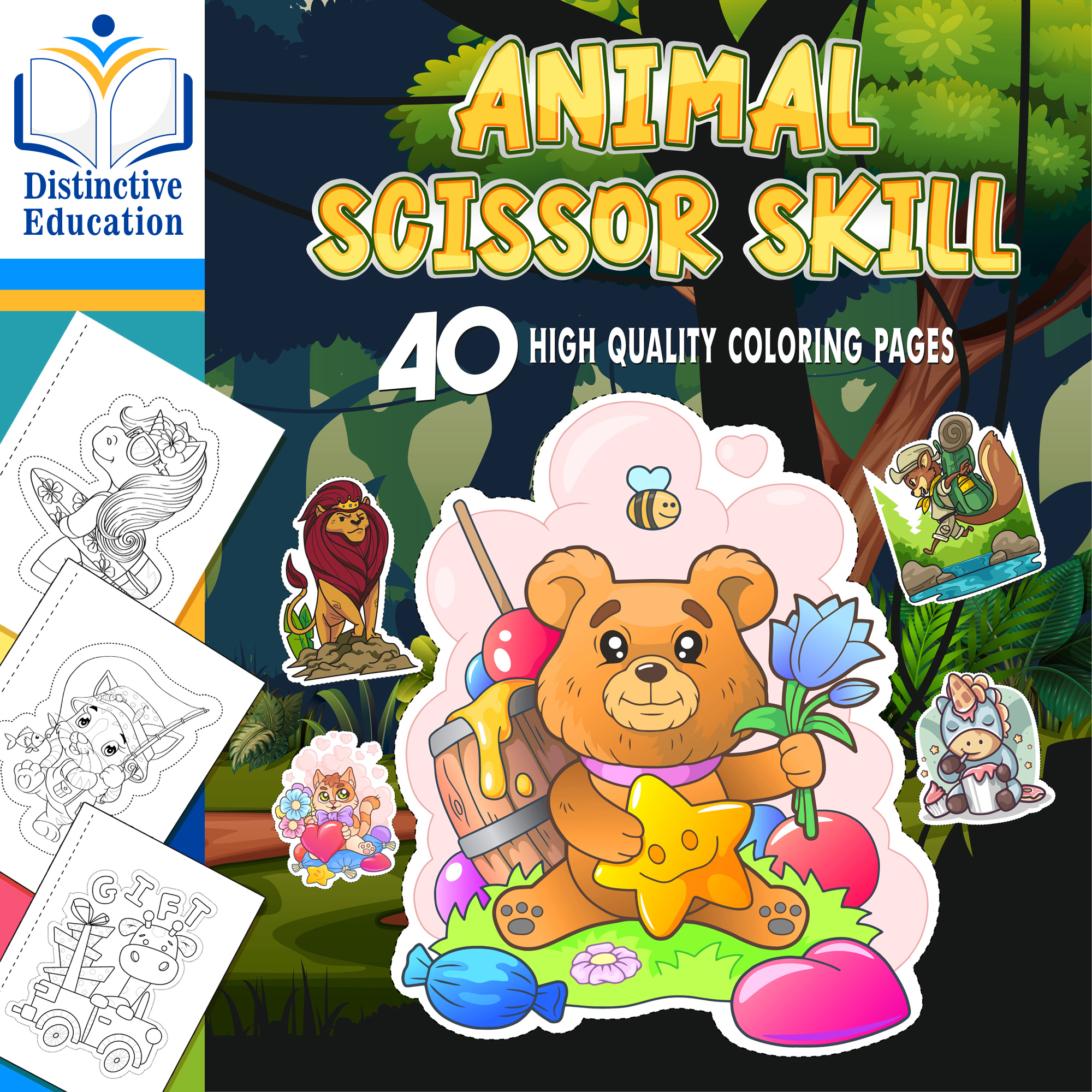 Animal Scissor Skills: 40 high quality images pages I Coloring book ...