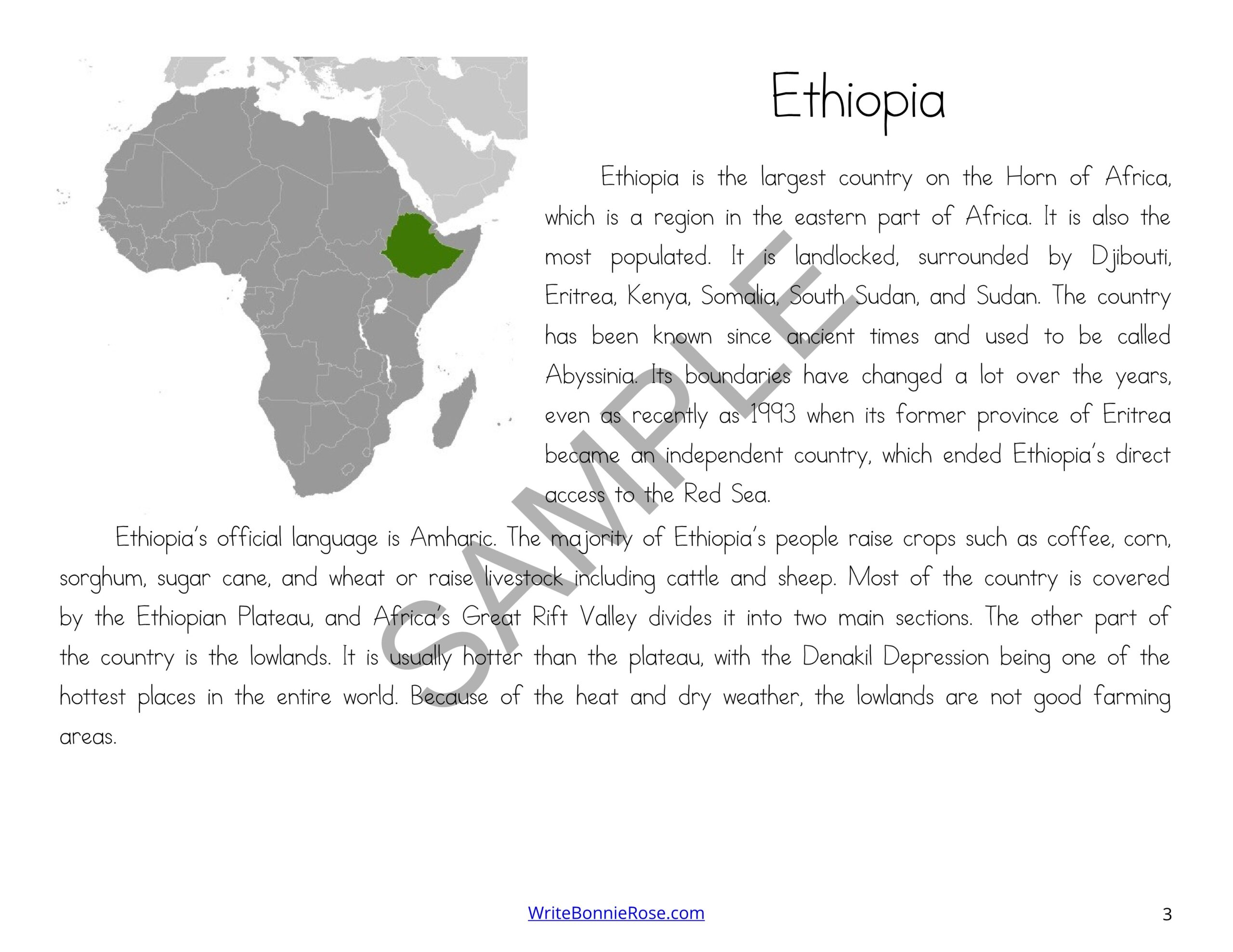 My Book About Ethiopia with Cursive Copywork | Made By Teachers
