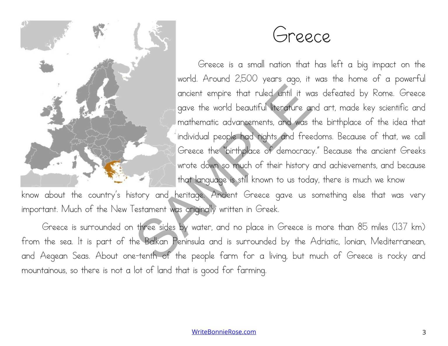 My Book About Greece with Cursive Copywork | Made By Teachers