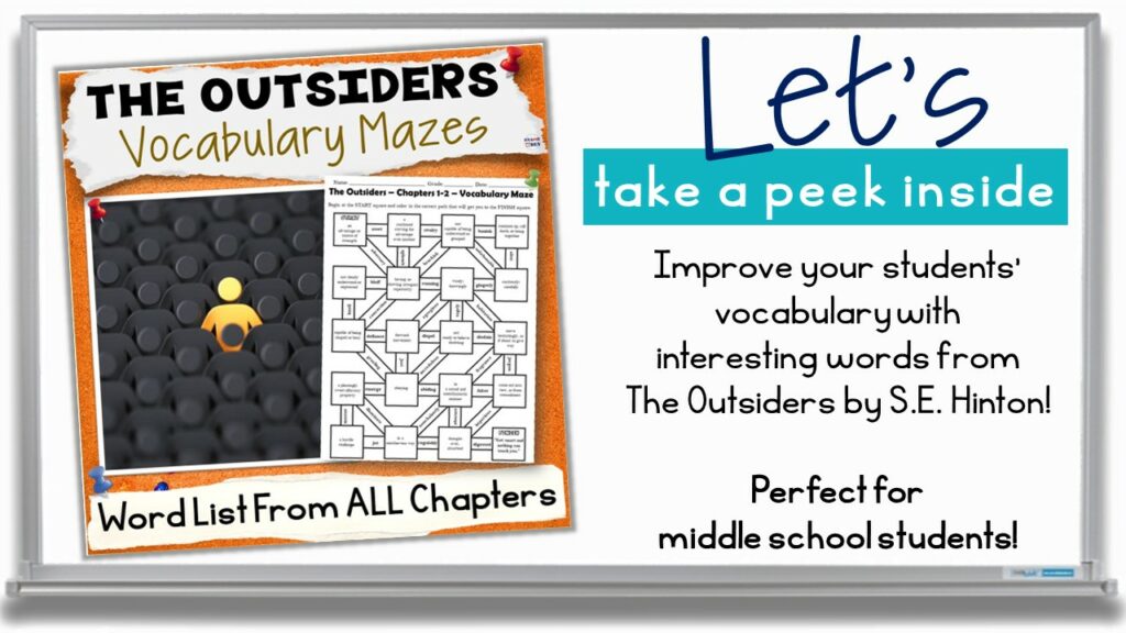 The Outsiders Vocabulary Mazes - ALL Chapters Print and Digital ...
