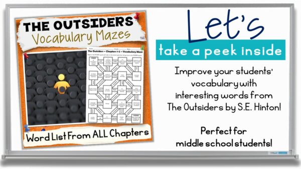 The Outsiders Vocabulary Mazes - ALL Chapters Print and Digital ...
