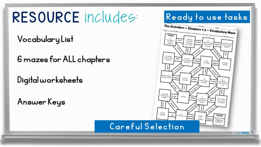 The Outsiders Vocabulary Mazes - ALL Chapters Print and Digital ...