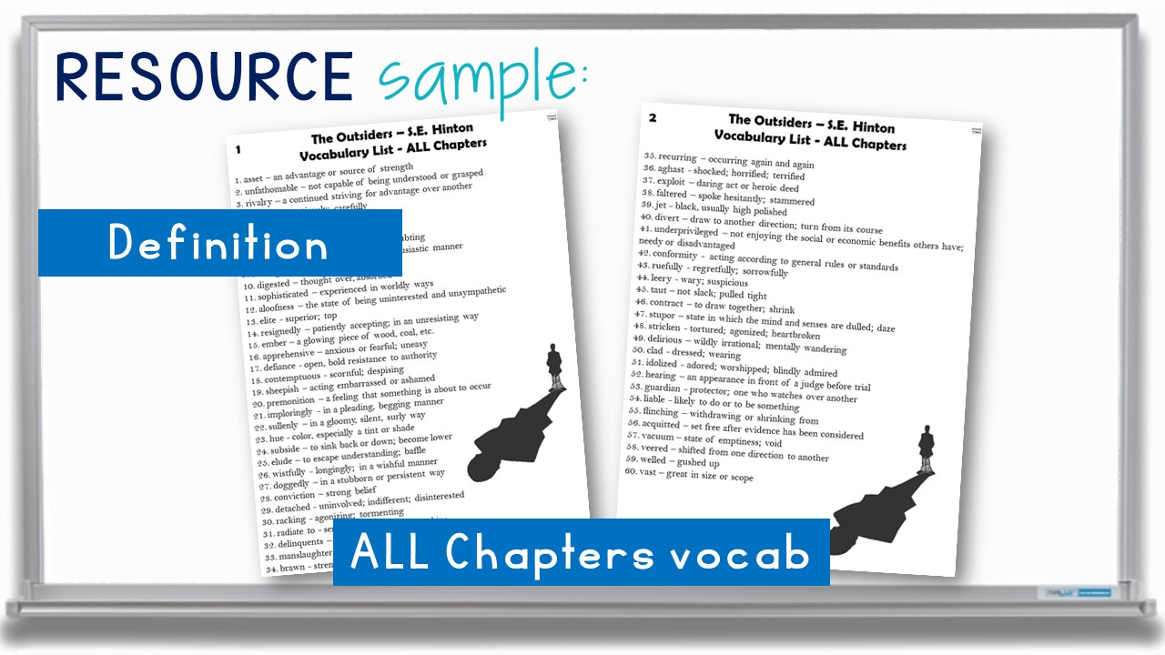 The Outsiders Vocabulary Mazes - ALL Chapters Print and Digital ...