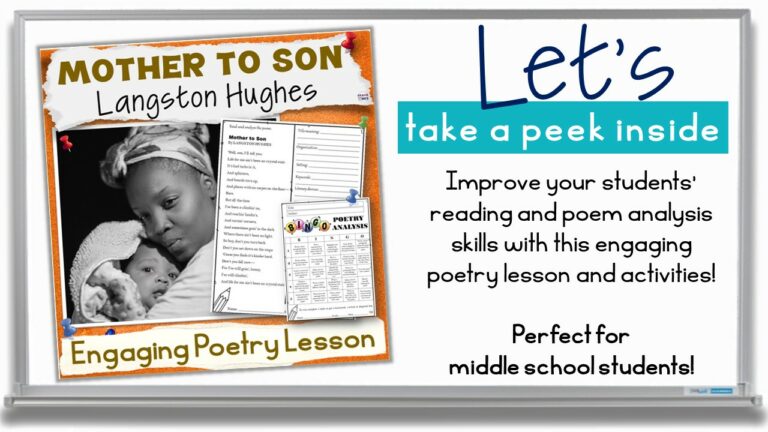 Poetry Lesson - Mother to Son by Langston Hughes - Print and Digital ...