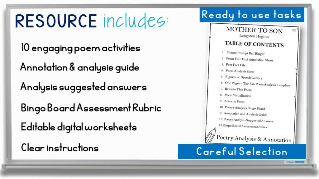 Poetry Lesson - Mother to Son by Langston Hughes - Print and Digital ...