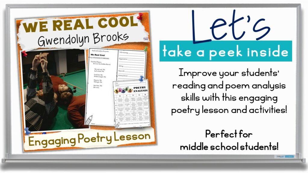 Poetry Lesson - We Real Cool by Gwendolyn Brooks - Print and Digital ...