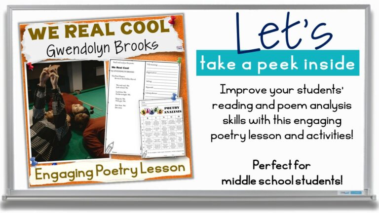 Poetry Lesson - We Real Cool by Gwendolyn Brooks - Print and Digital ...
