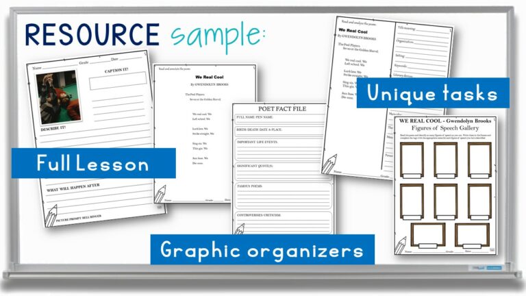 Poetry Lesson - We Real Cool by Gwendolyn Brooks - Print and Digital ...