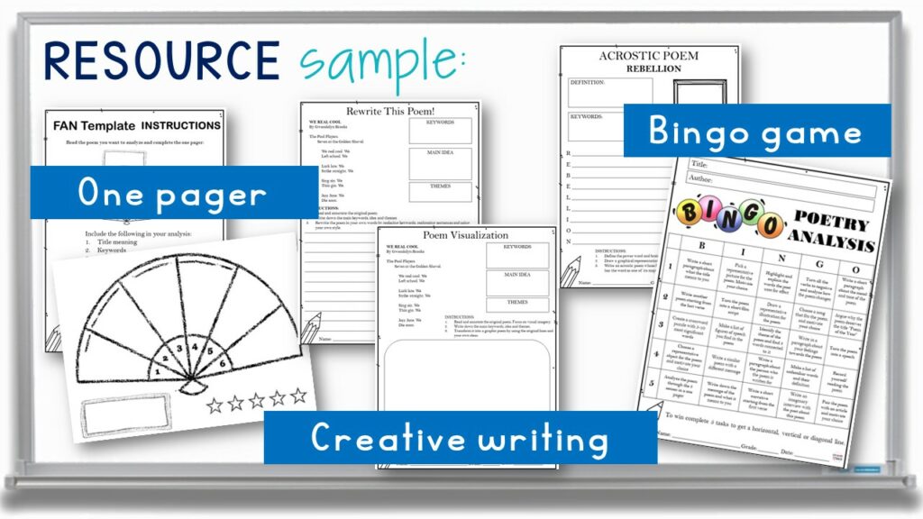 Poetry Lesson - We Real Cool by Gwendolyn Brooks - Print and Digital ...