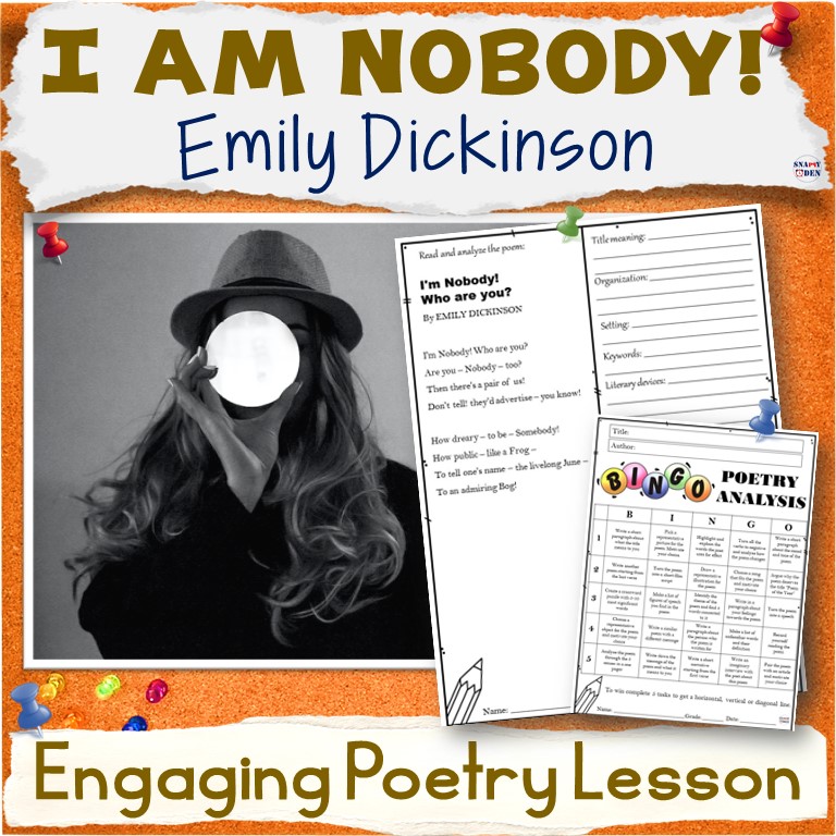 Poetry Lesson - I Am Nobody! Who Are You? by Emily Dickinson - Print ...