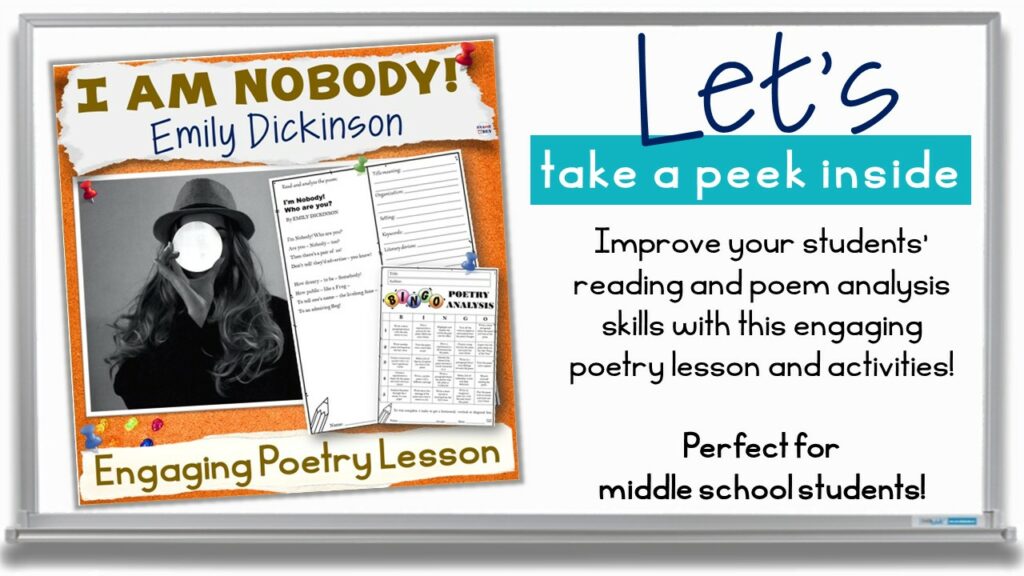 Poetry Lesson - I Am Nobody! Who Are You? by Emily Dickinson - Print ...