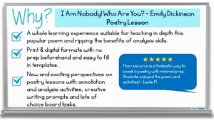 Poetry Lesson - I Am Nobody! Who Are You? by Emily Dickinson - Print ...