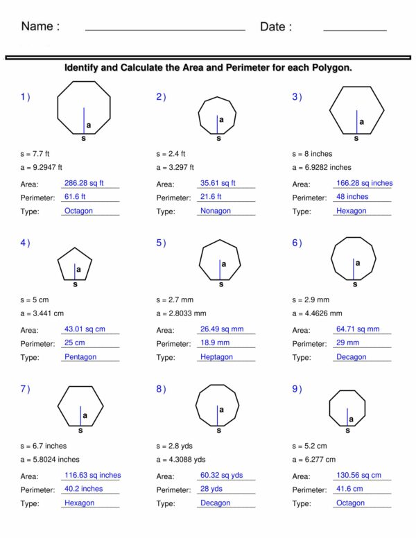 Area and Perimeter of Regular Polygons - Quadrilaterals and Polygons ...