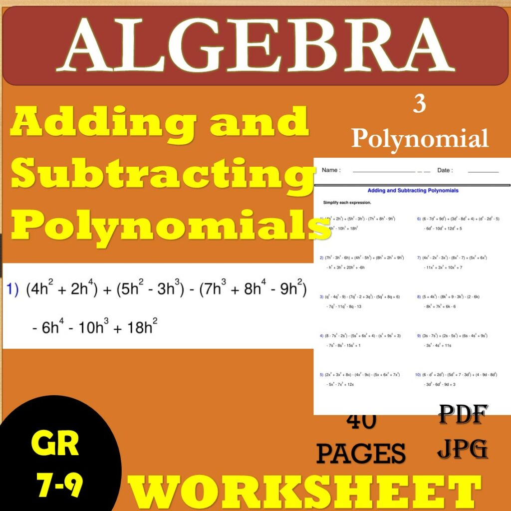 Adding and Subtracting Polynomials Worksheet- 3 Polynomials | Made By ... Adding and Subtracting Polynomials Worksheet- 3 Polynomials | Made By ...