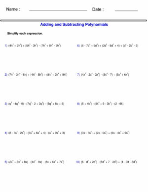 Adding and Subtracting Polynomials Worksheet- 3 Polynomials | Made By ...