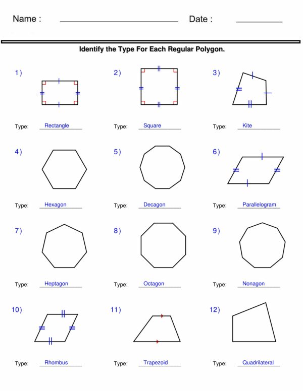 Identify Quadrilaterals and Polygons - Quadrilaterals and Polygons ...