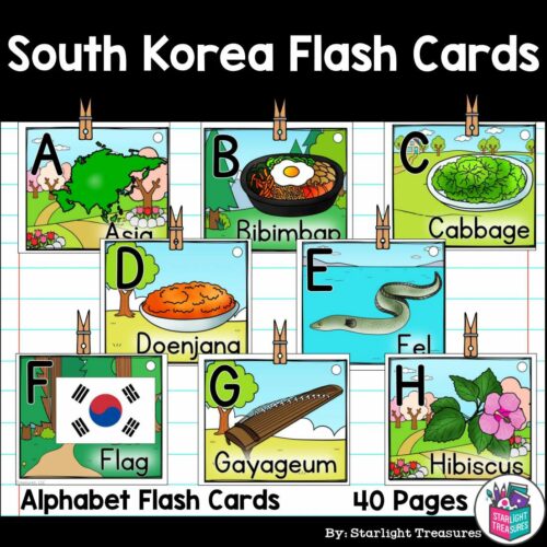 Alphabet Flash Cards for Early Readers - Country of South Korea | Made ...