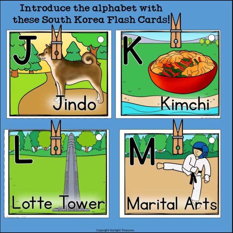 Alphabet Flash Cards for Early Readers - Country of South Korea | Made ...