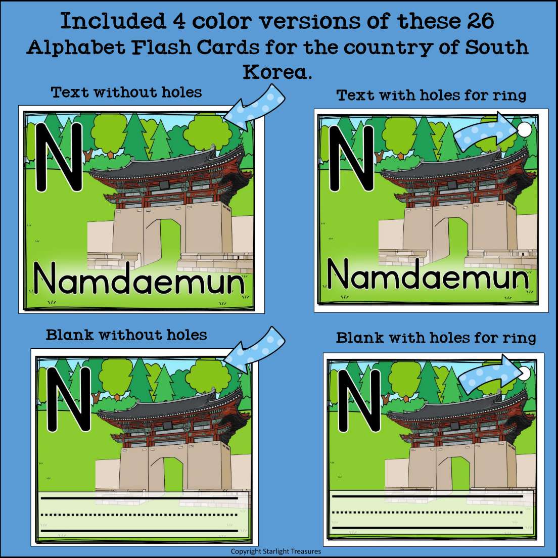 Alphabet Flash Cards for Early Readers - Country of South Korea | Made ...