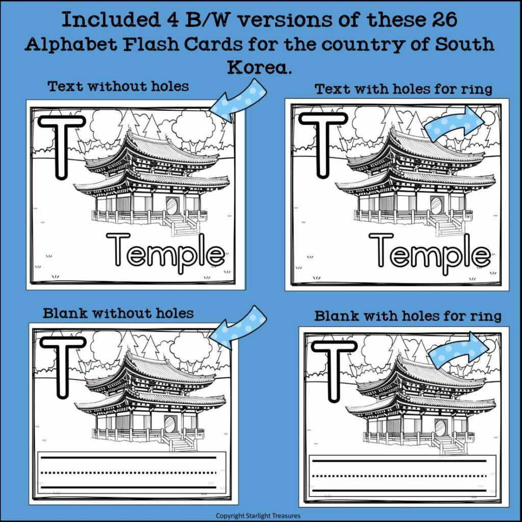 Alphabet Flash Cards for Early Readers - Country of South Korea | Made ...