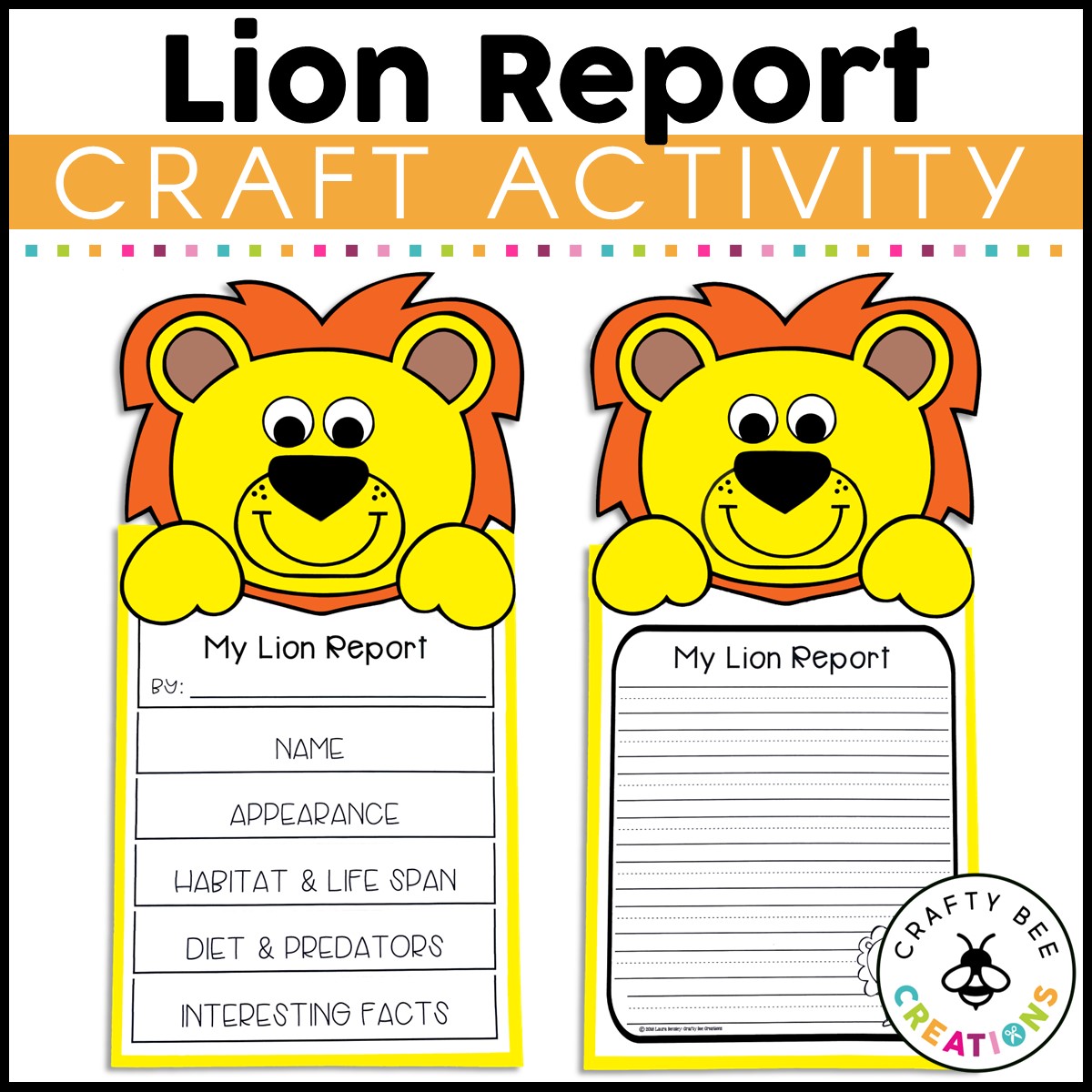 Lion Craft Activity | Animal Research Reports | Jungle Animals | Safari ...