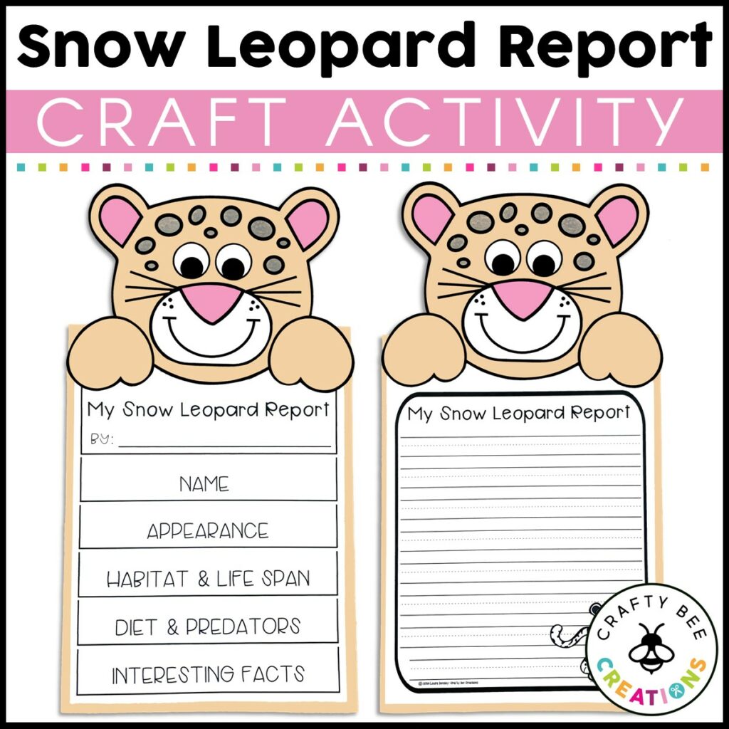Snow Leopard Craft Activity | Animal Research Reports | Forest Animals ...