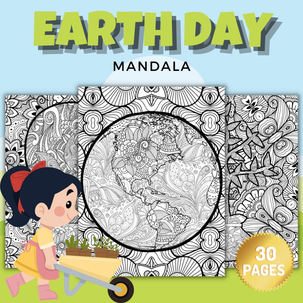 Printable Spring Earth Day Mandala Coloring Sheets Pages - Earth Day ...