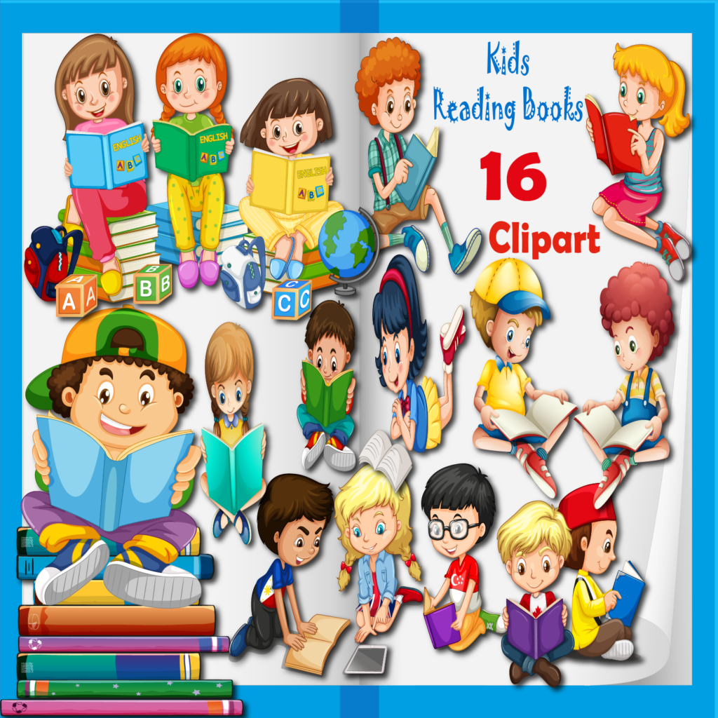 Kids Reading Books Clipart, Education | Made By Teachers