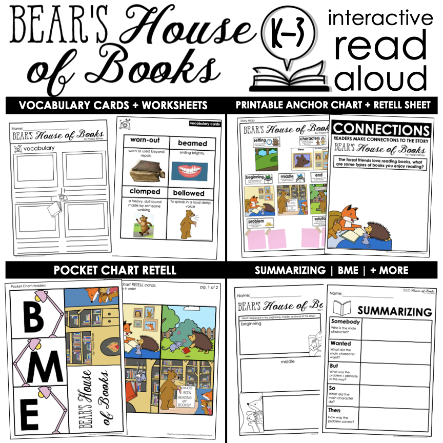 Bear's House of Books Interactive Read Aloud | RETELL Kit + Sequencing ...
