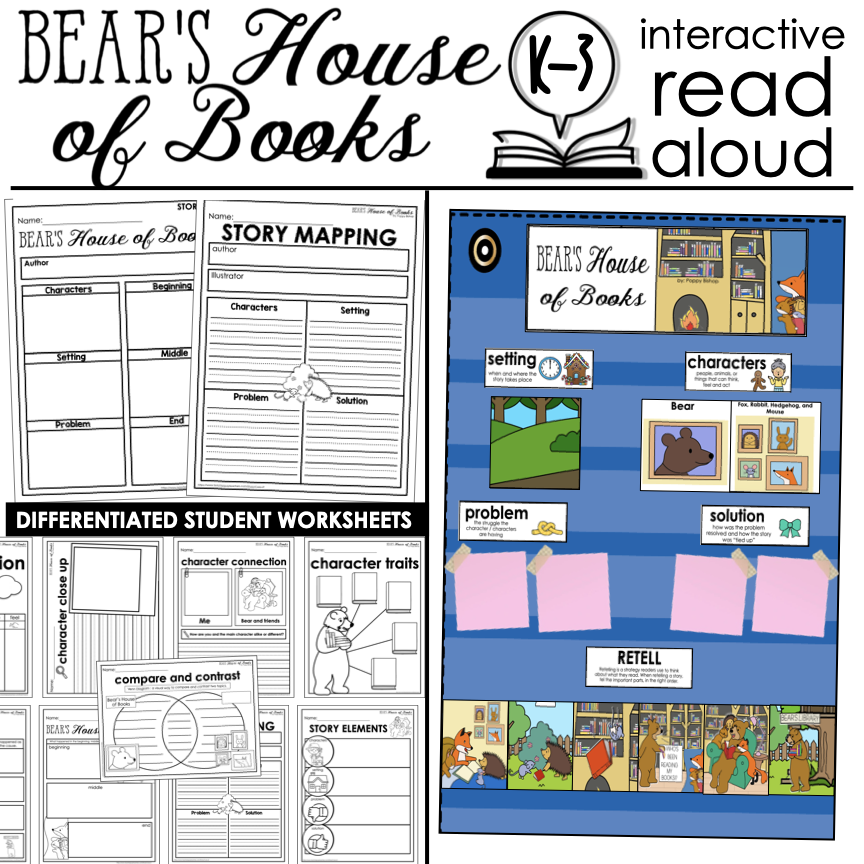 Bear's House of Books Interactive Read Aloud | RETELL Kit + Sequencing ...