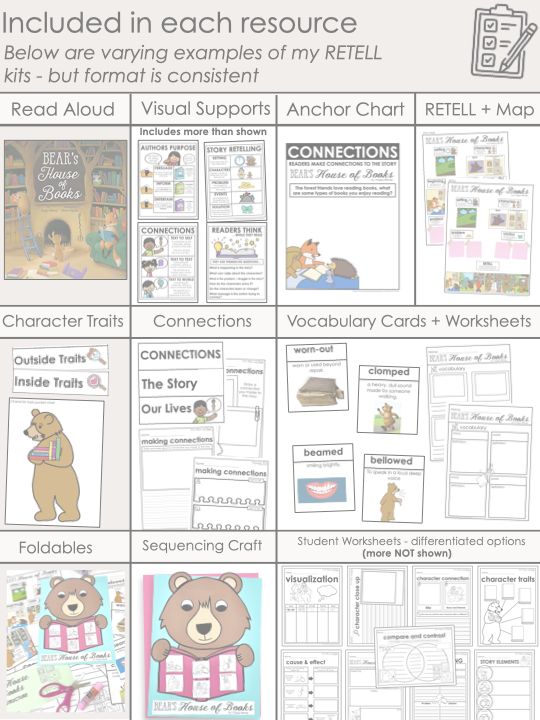 Bear's House of Books Interactive Read Aloud | RETELL Kit + Sequencing ...