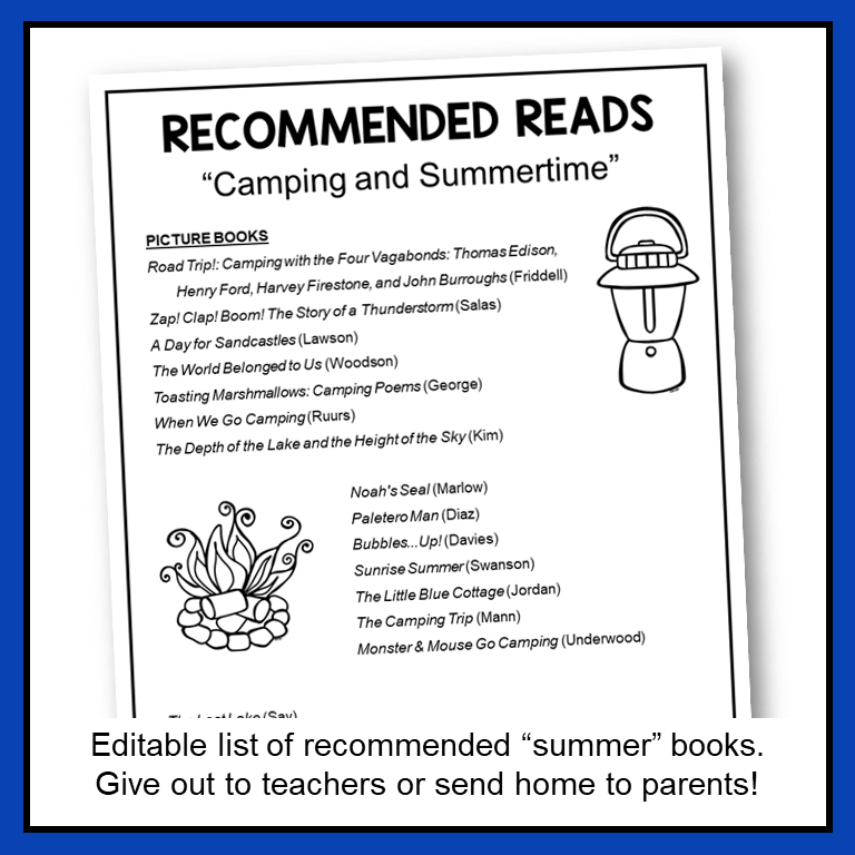Summer Camping Library Storytime - Elementary Library Lessons - Summer ...