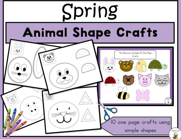 Spring Color Cut and Paste Shape Animal Craft Fine Motor Activity OT ...