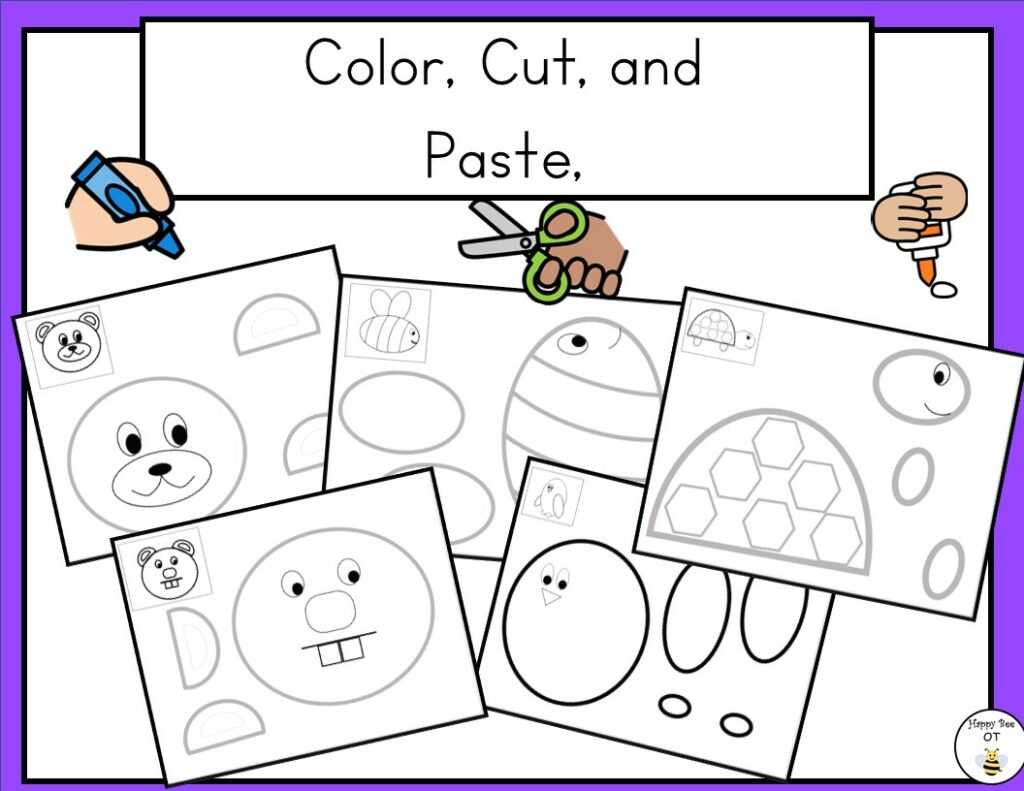 Spring Color Cut and Paste Shape Animal Craft Fine Motor Activity OT ...