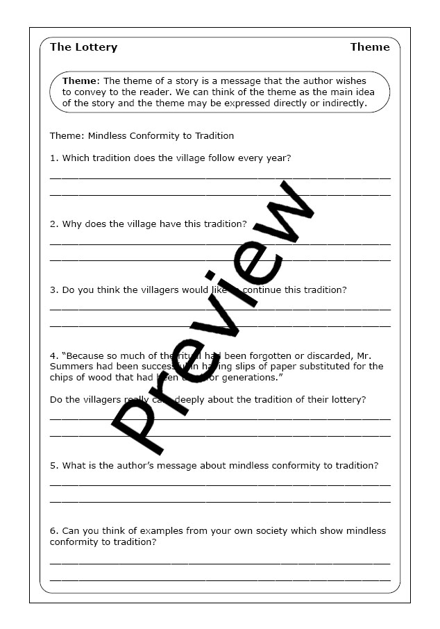 Shirley Jackson "The Lottery" worksheets | Made By Teachers