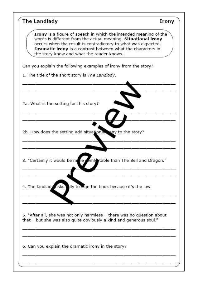 Roald Dahl "The Landlady" worksheets | Made By Teachers