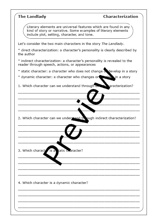Roald Dahl "The Landlady" worksheets | Made By Teachers