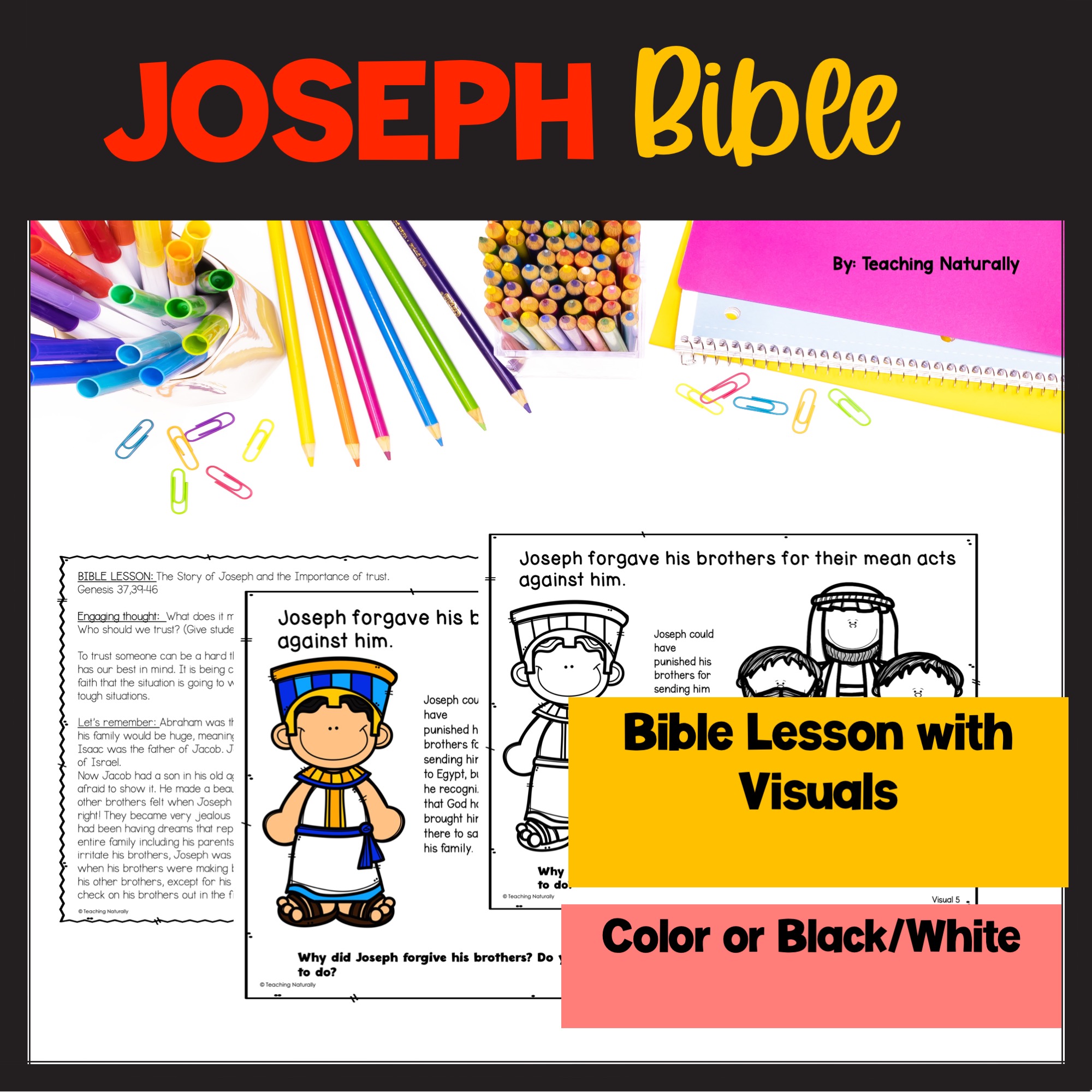 Joseph and his coat of many colors Bible lesson for Kids 1st 2nd grade ...