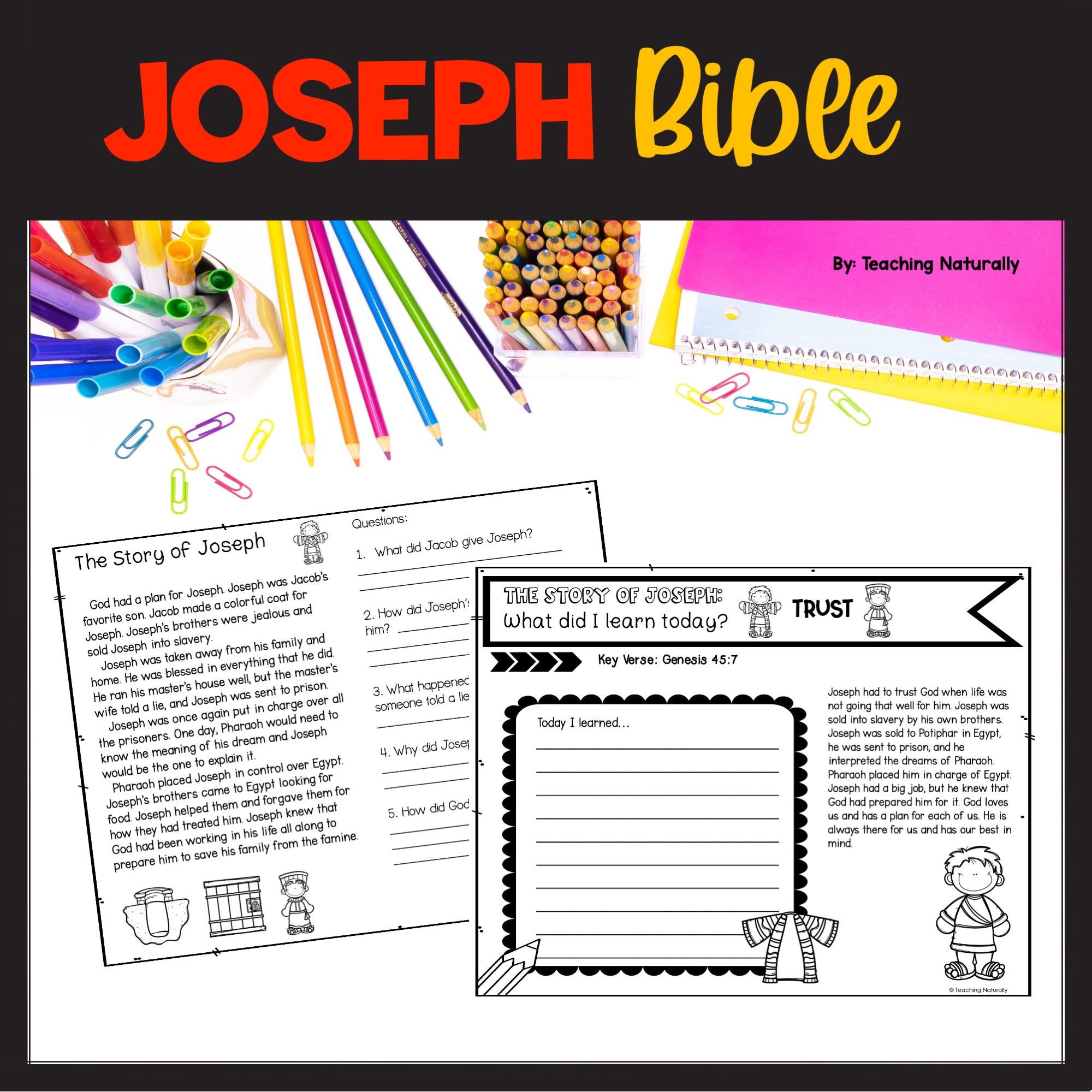 Joseph and his coat of many colors Bible lesson for Kids 1st 2nd grade ...