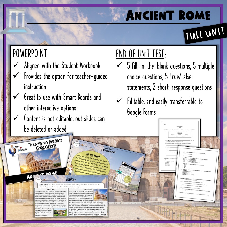 Ancient Rome Unit Bundle- Reading Passages, Activities, PowerPoint ...