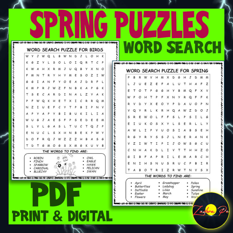 Springtime Fun Word Search Collection | Spring | Puzzles | Activities ...