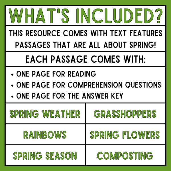 Spring Reading Comprehension Passages | Spring Reading Passages | Made ...