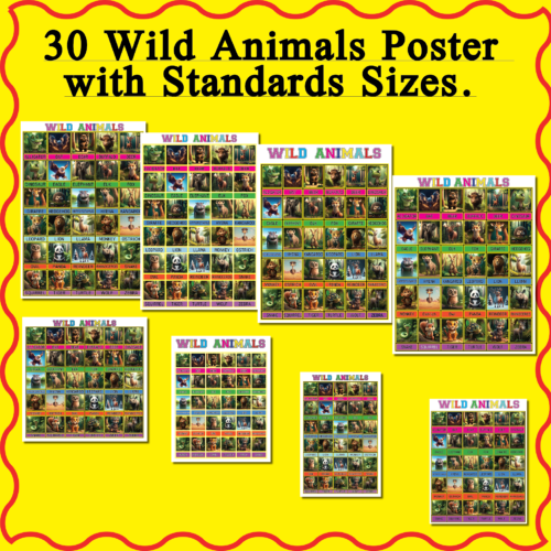 30 Fascinating Wild Animals: A Comprehensive Educational Poster with ...